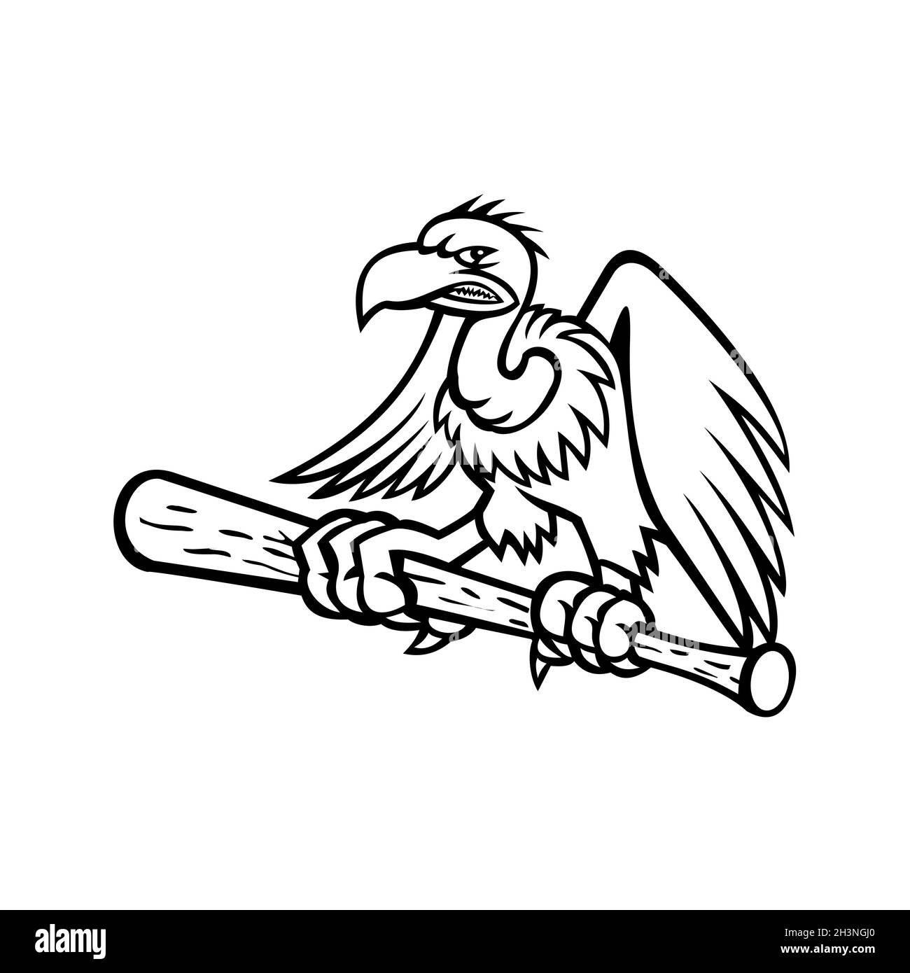 Californian Condor Clutching Perching on a Baseball Bat Mascot Black ...