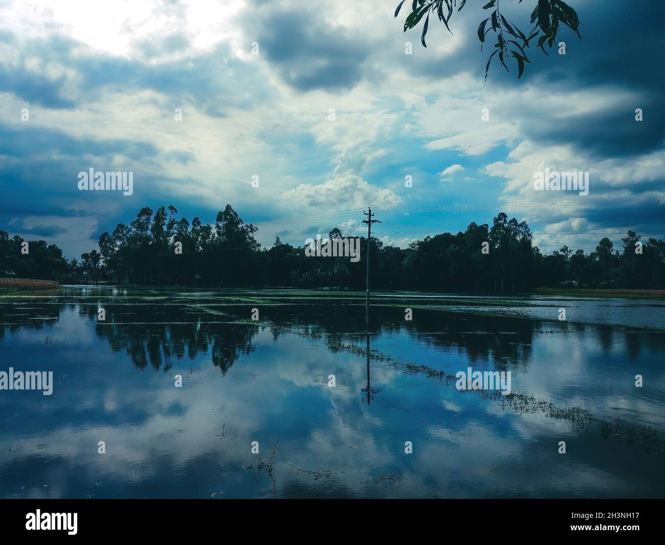 Sunset sky over the lake in the evening Stock Photo - Alamy