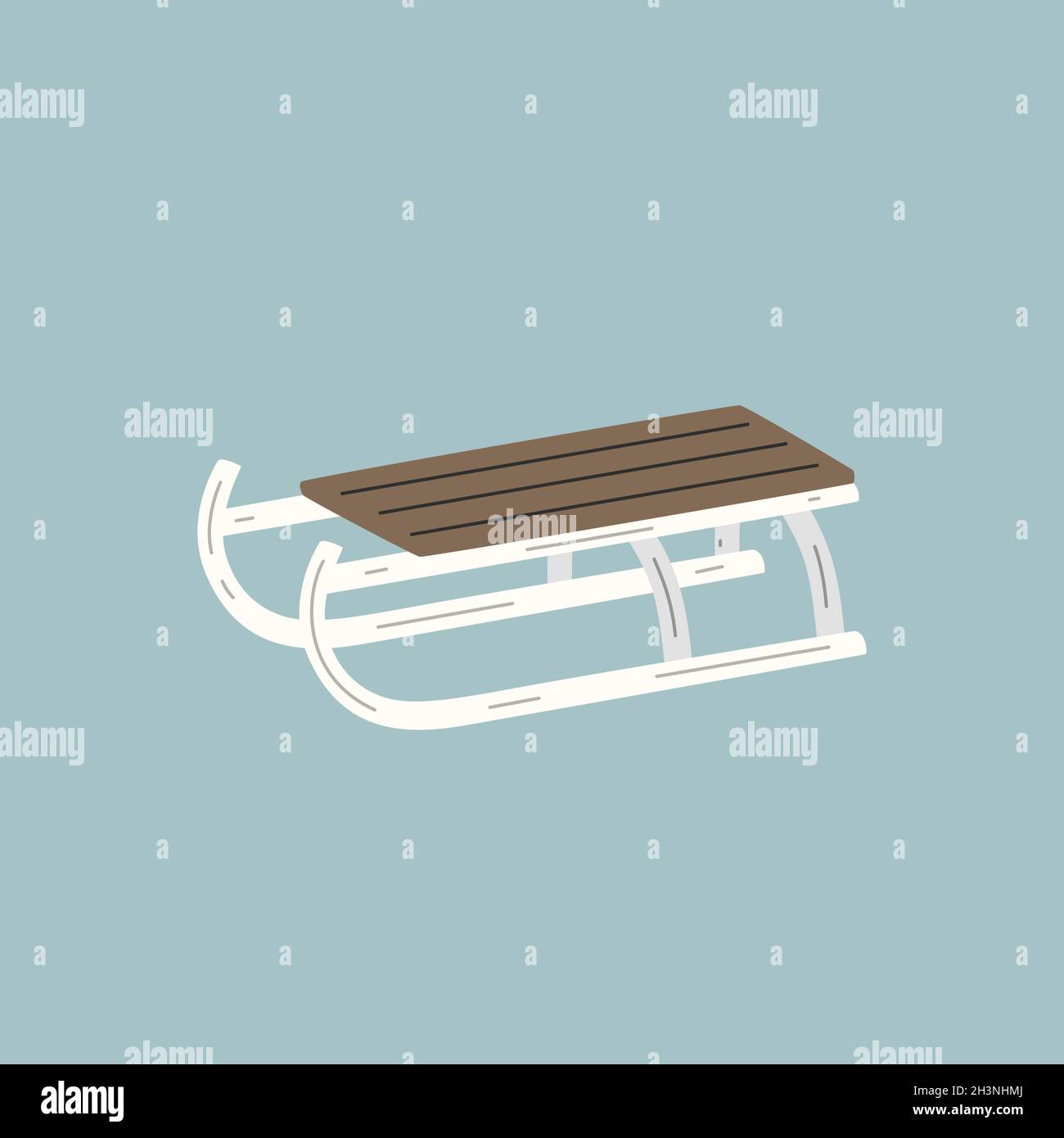 Child's sledge on a blue background. Vector illustration Stock Vector ...