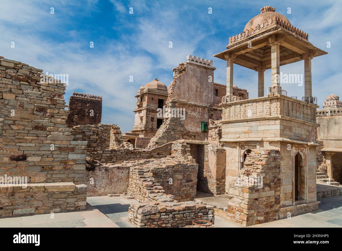 Ruins of Kumbha Palace at Chittor Fort in Chittorgarh, Rajasthan state ...