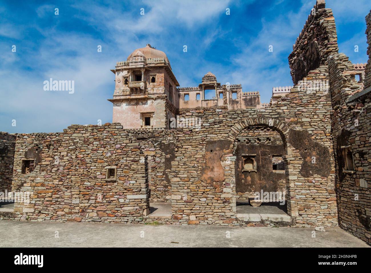 Ruins of Kumbha Palace at Chittor Fort in Chittorgarh, Rajasthan state ...