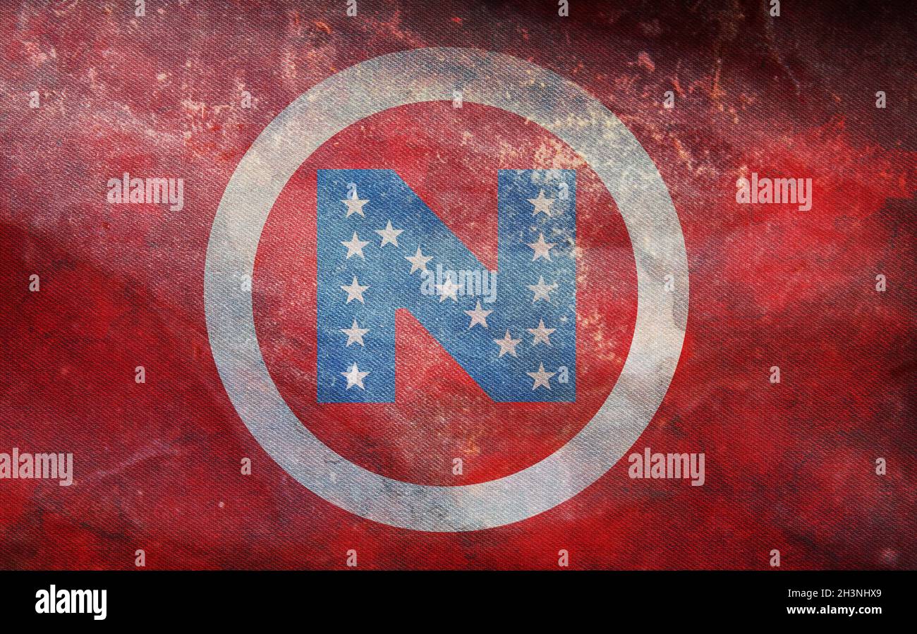 Top view of retro county of Noble, Ohio flag with grunge texture, USA ...