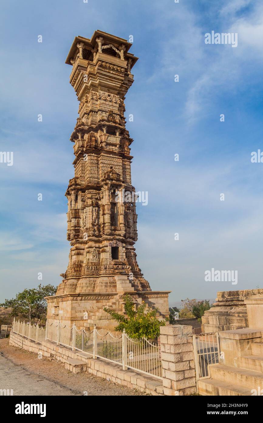 Kirti Stambha (Tower of Fame) at Chittor Fort in Chittorgarh, Rajasthan ...