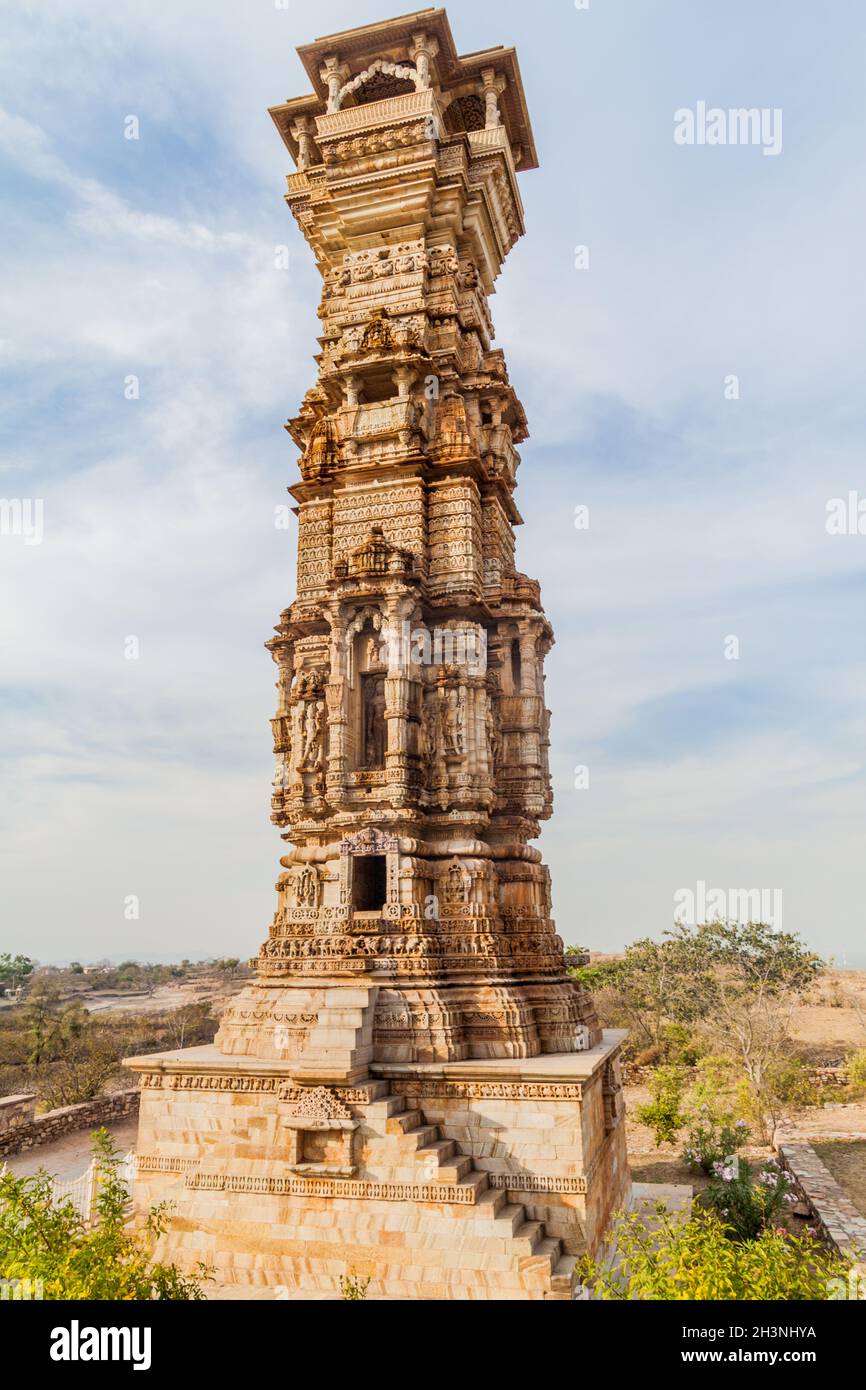Kirti Stambha (Tower of Fame) at Chittor Fort in Chittorgarh, Rajasthan ...