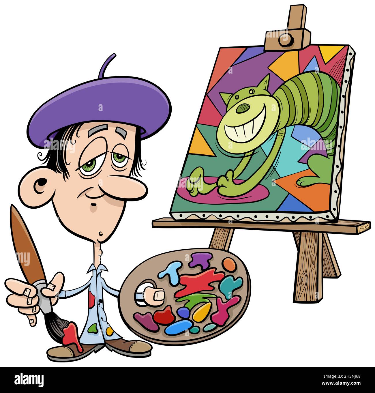 Cartoon painter artist comic character Stock Photo - Alamy