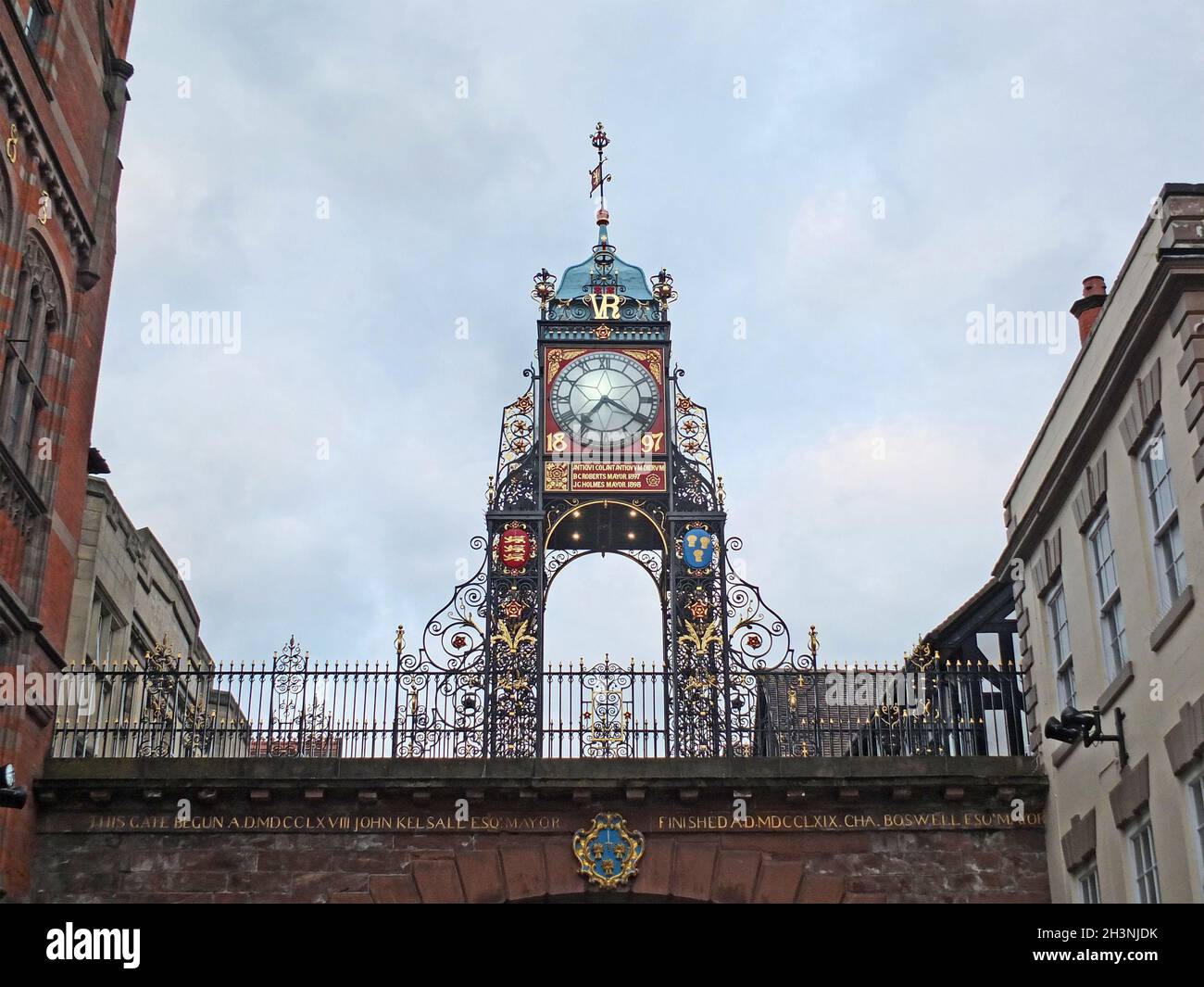 Historic eastgate bridge with victorian clock tower and surrounding ...