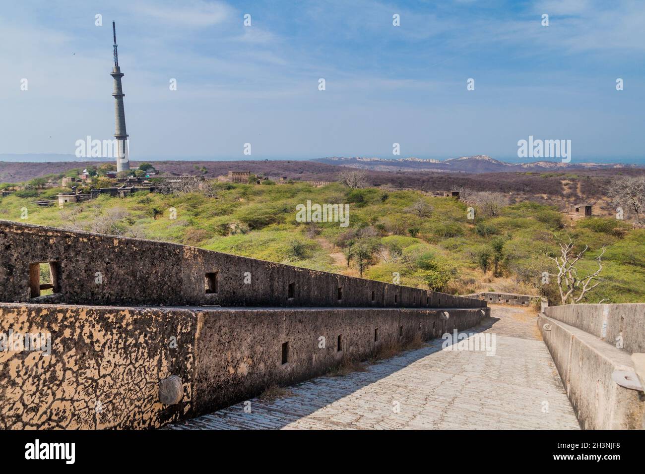 Ramp of Bhim Burj tower at Taragarh Fort in Bundi, Rajasthan state ...