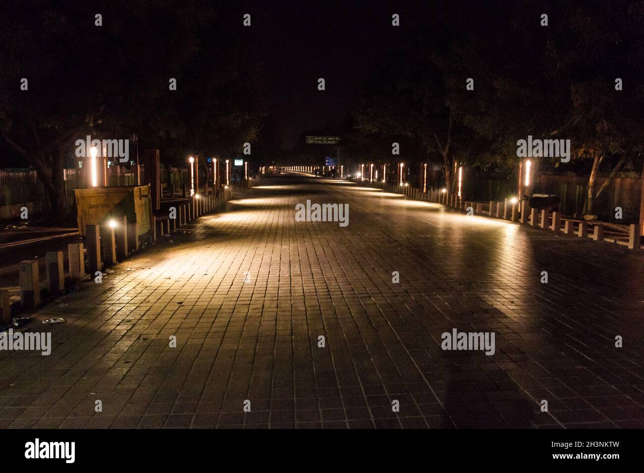 Night view of Taj East Gate road leading to Taj Mahal in Agra, India ...