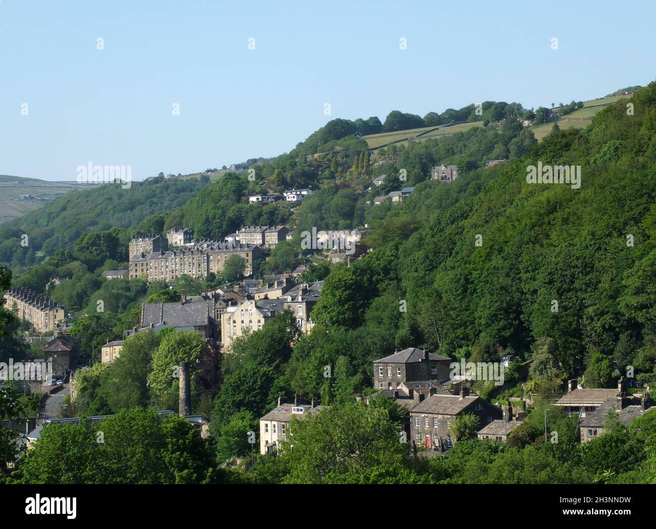 View of the streets and houses in hebden bridge in west yorkshire in ...