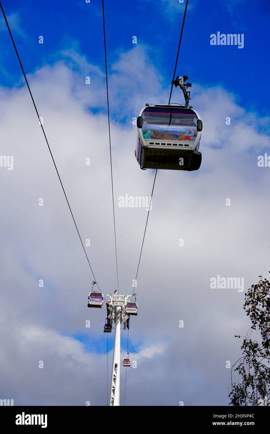 O2 Arena and the Emirates Cable Car in Greenwich, London, United ...
