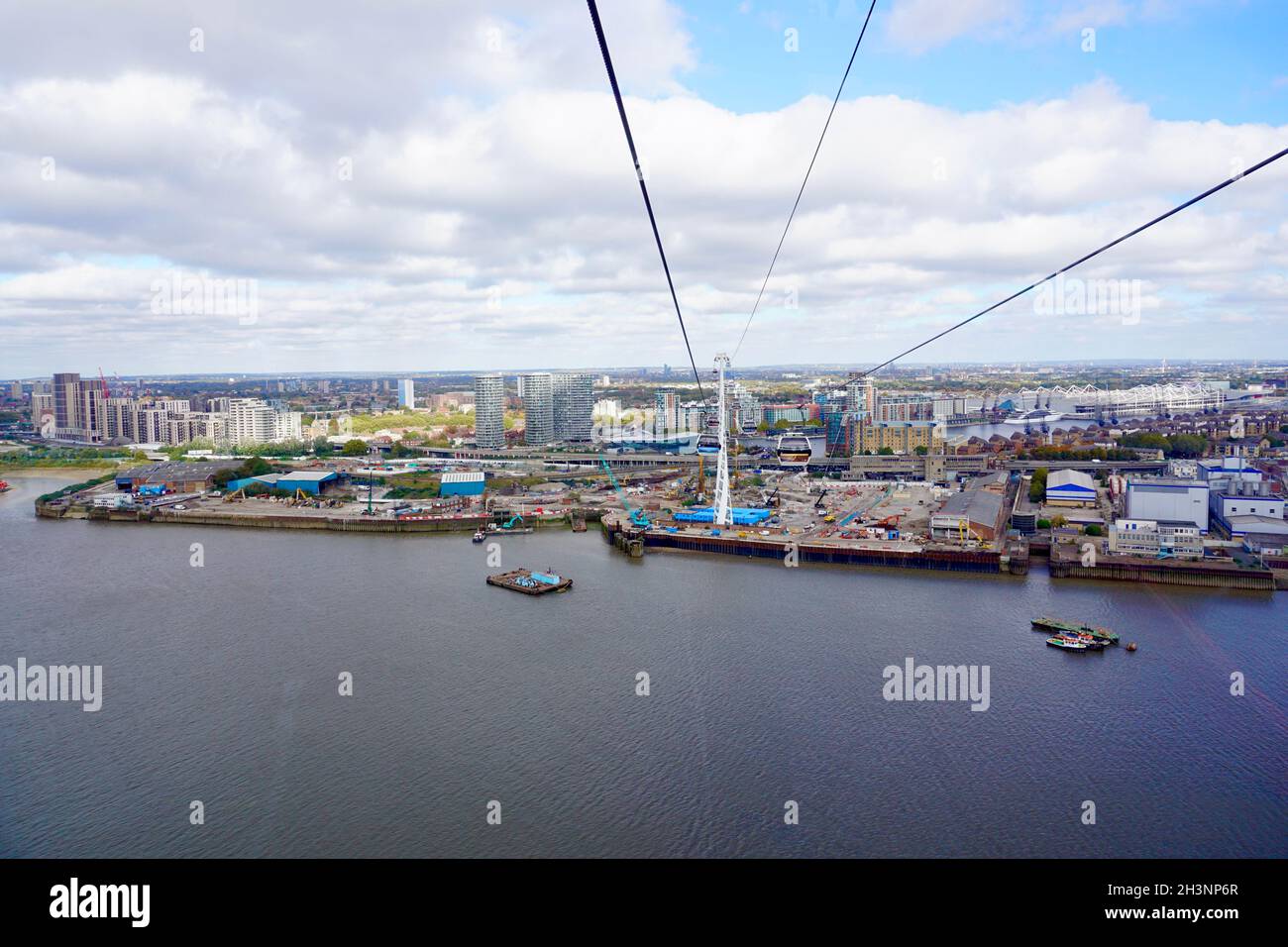 O2 Arena and the Emirates Cable Car in Greenwich, London, United ...