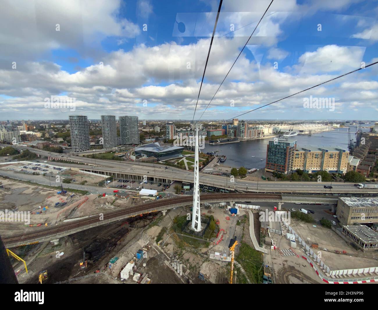 O2 Arena and the Emirates Cable Car in Greenwich, London, United ...