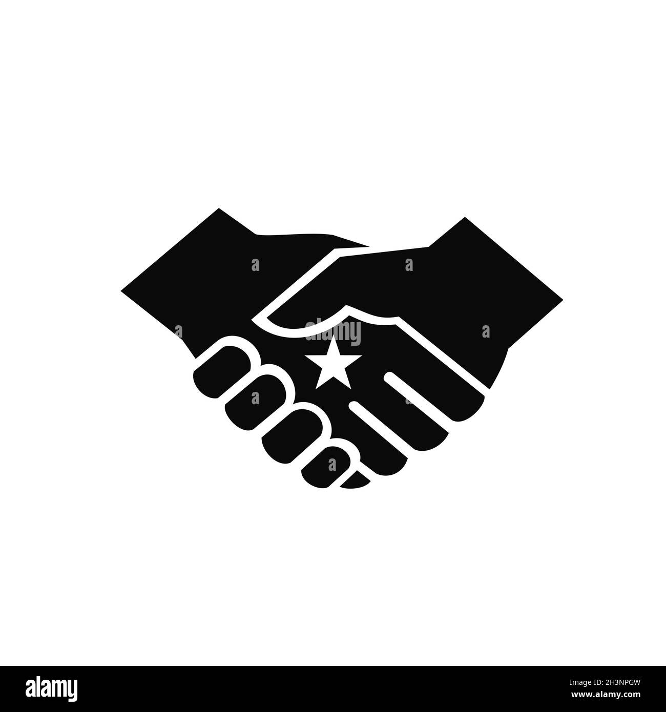 Two Hands in Business Handshake with Star in the Center Retro Style ...
