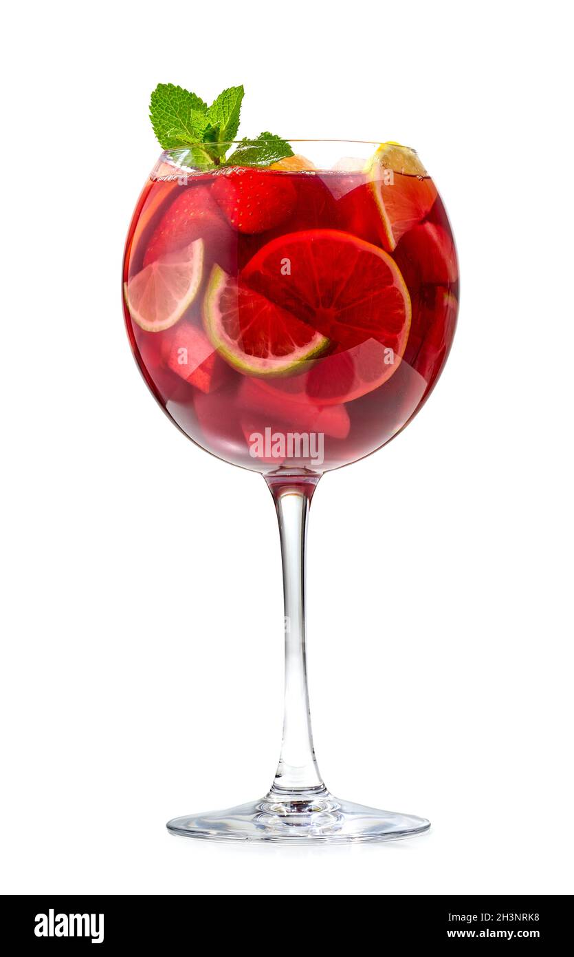 glass of red sangria isolated on white background Stock Photo - Alamy