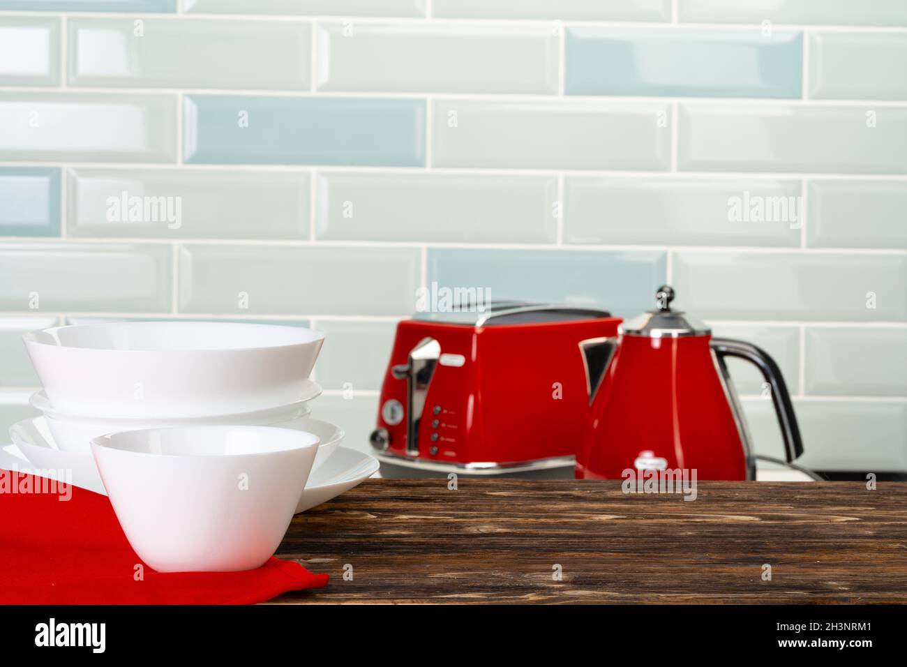 Various kitchen ware on a kitchen counter Stock Photo - Alamy