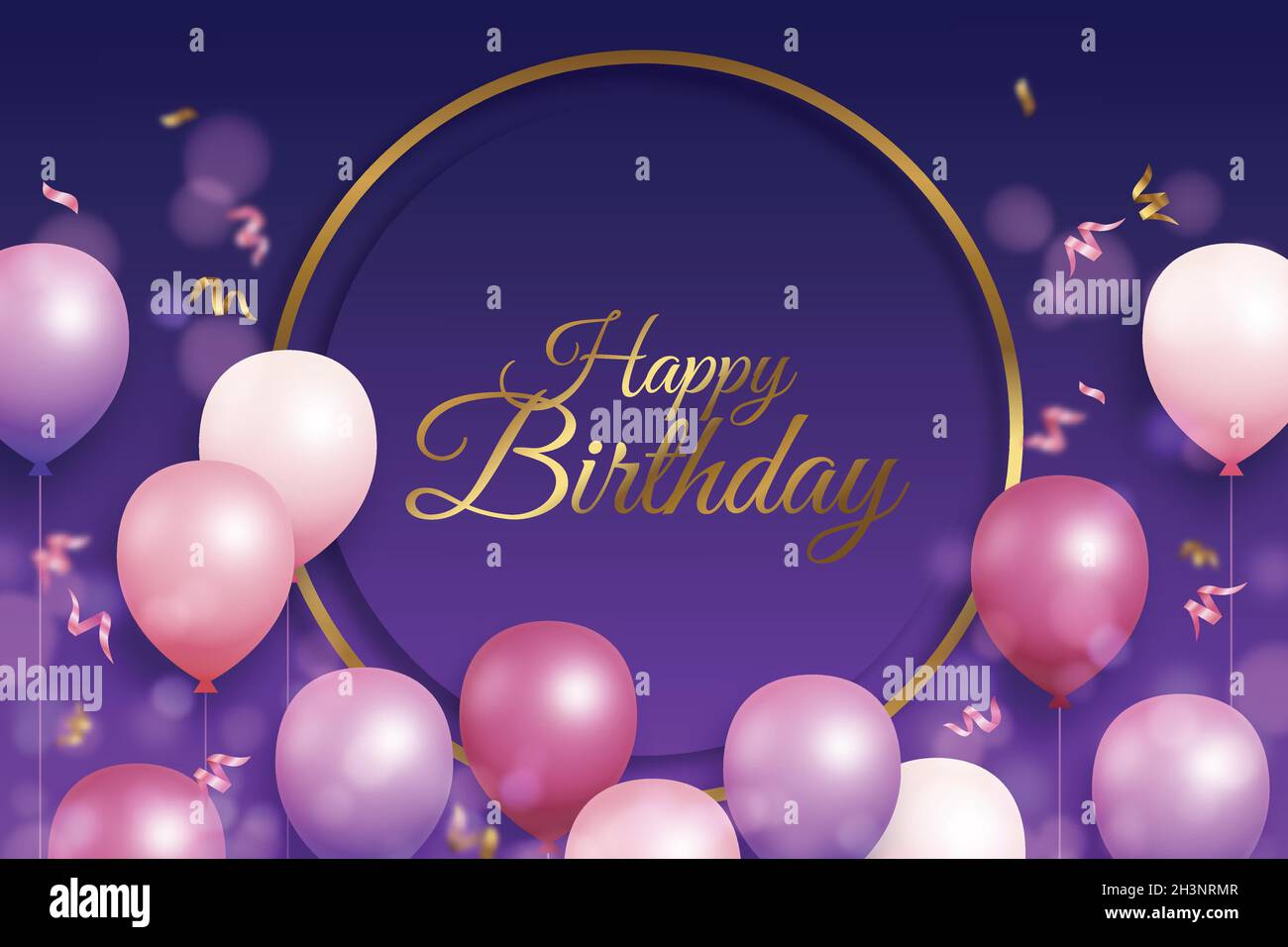 flat golden circle balloons birthday background vector design ...