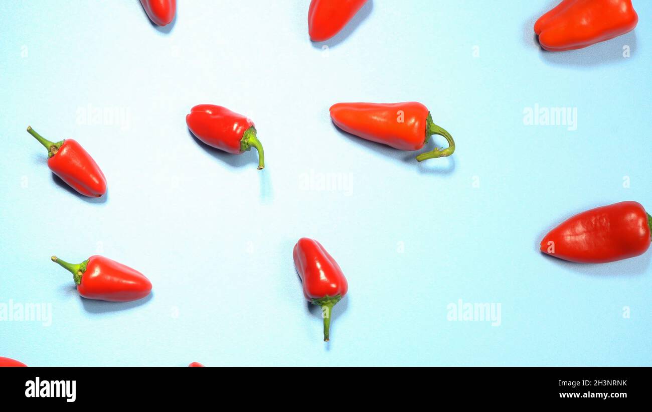 Mini red bell peppers beautifully laid out and ready to eat isolated on ...