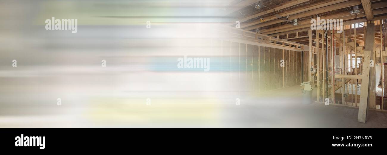 Image of empty construction site with incomplete wooden structures ...