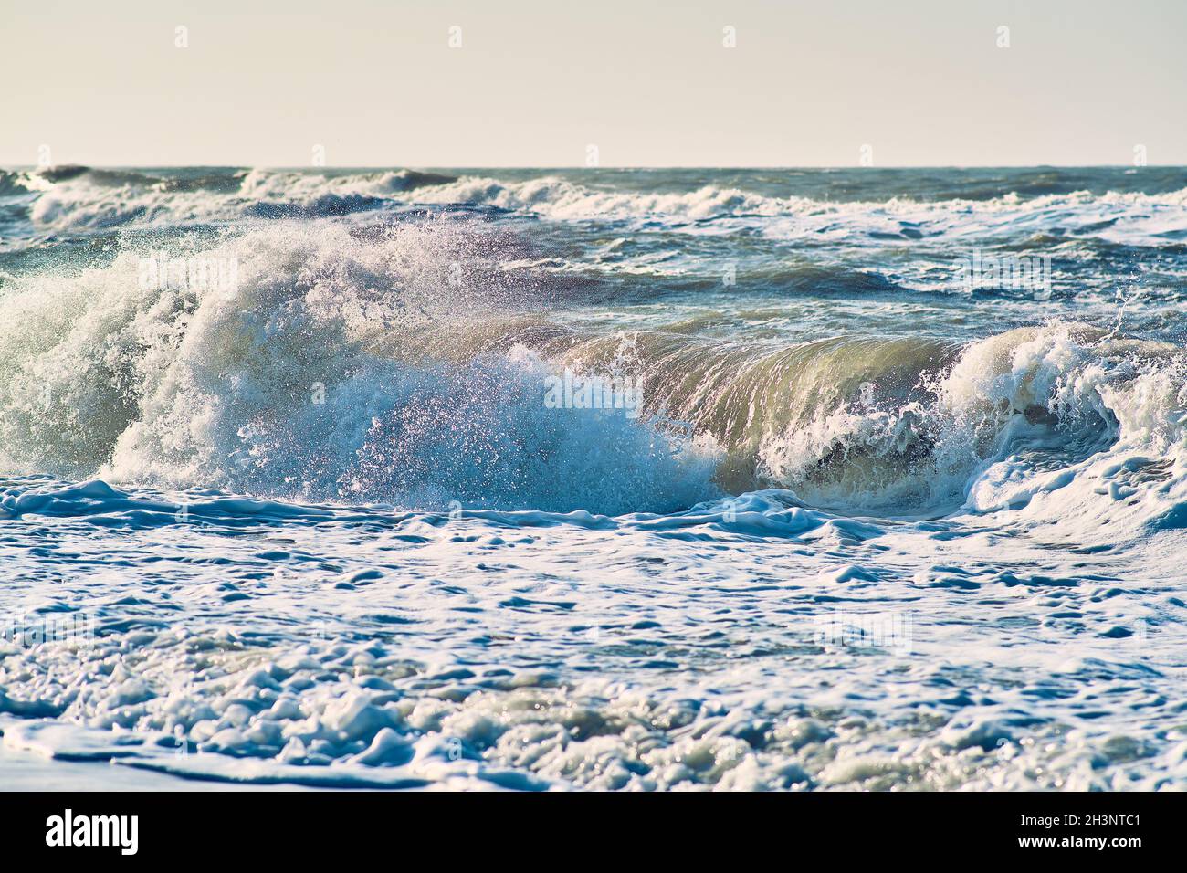 Huge Wave at the north sea coast of Denmark on a sunny day Stock Photo ...