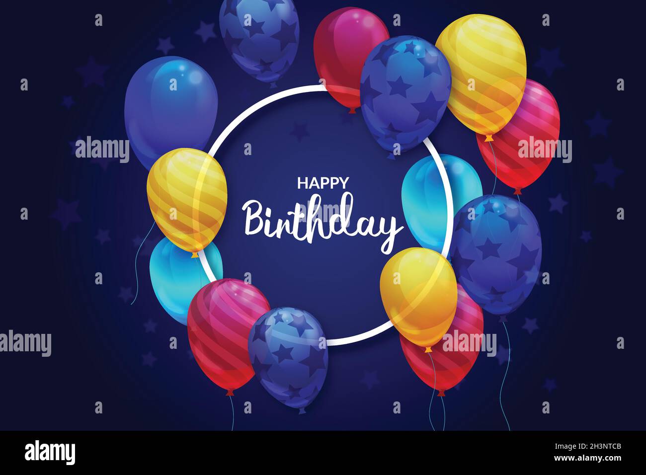 realistic birthday background with balloons vector design illustration ...