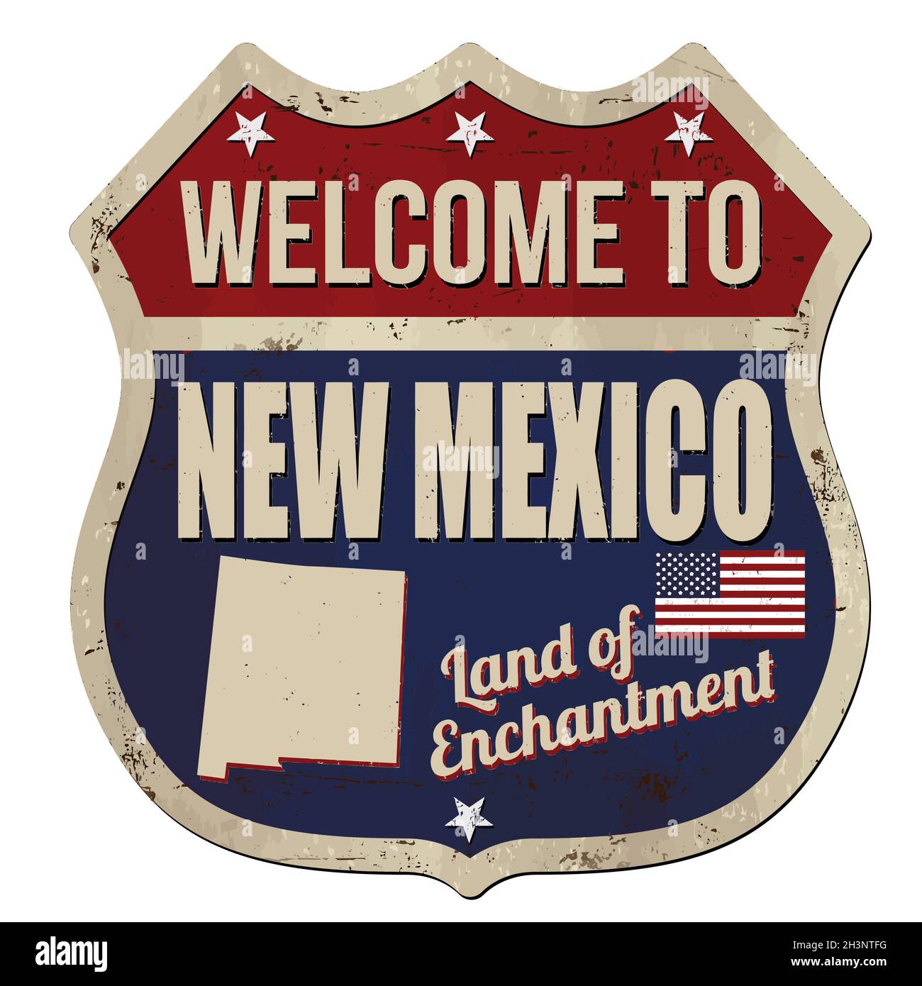 Welcome to New Mexico vintage rusty metal sign on a white background ...
