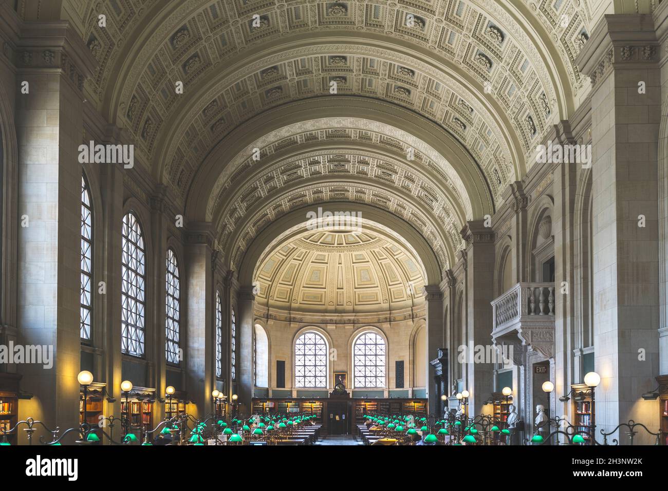 Boston, USA - October 22, 2021: Reading room at McKim Building where ...