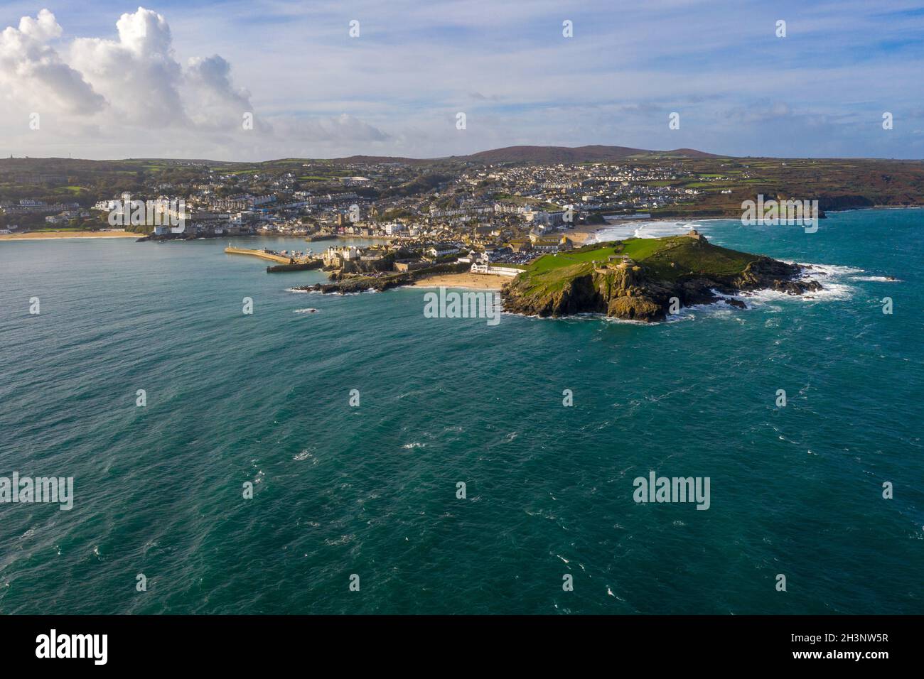 Aerial view of St Ives Cornwall England coastline Stock Photo - Alamy