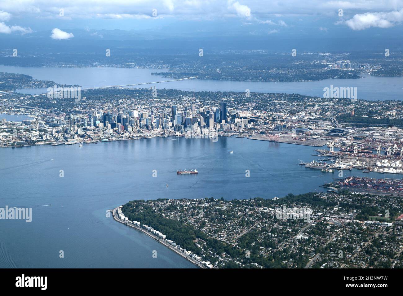 Aerial View of Downtown Seattle and surrounds Stock Photo - Alamy