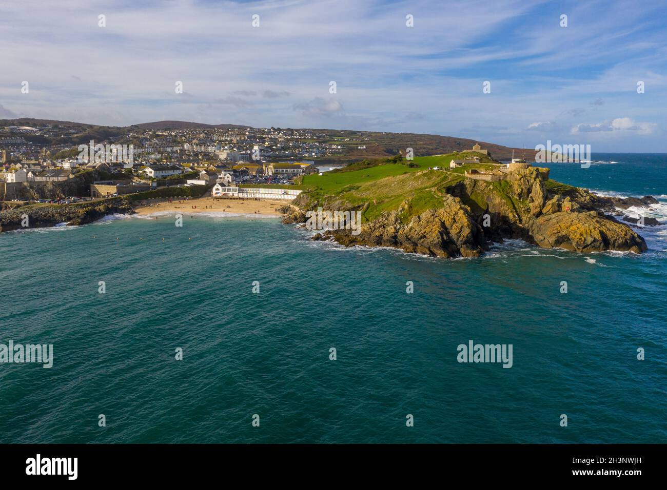 Aerial view of St Ives Cornwall England coastline Stock Photo - Alamy