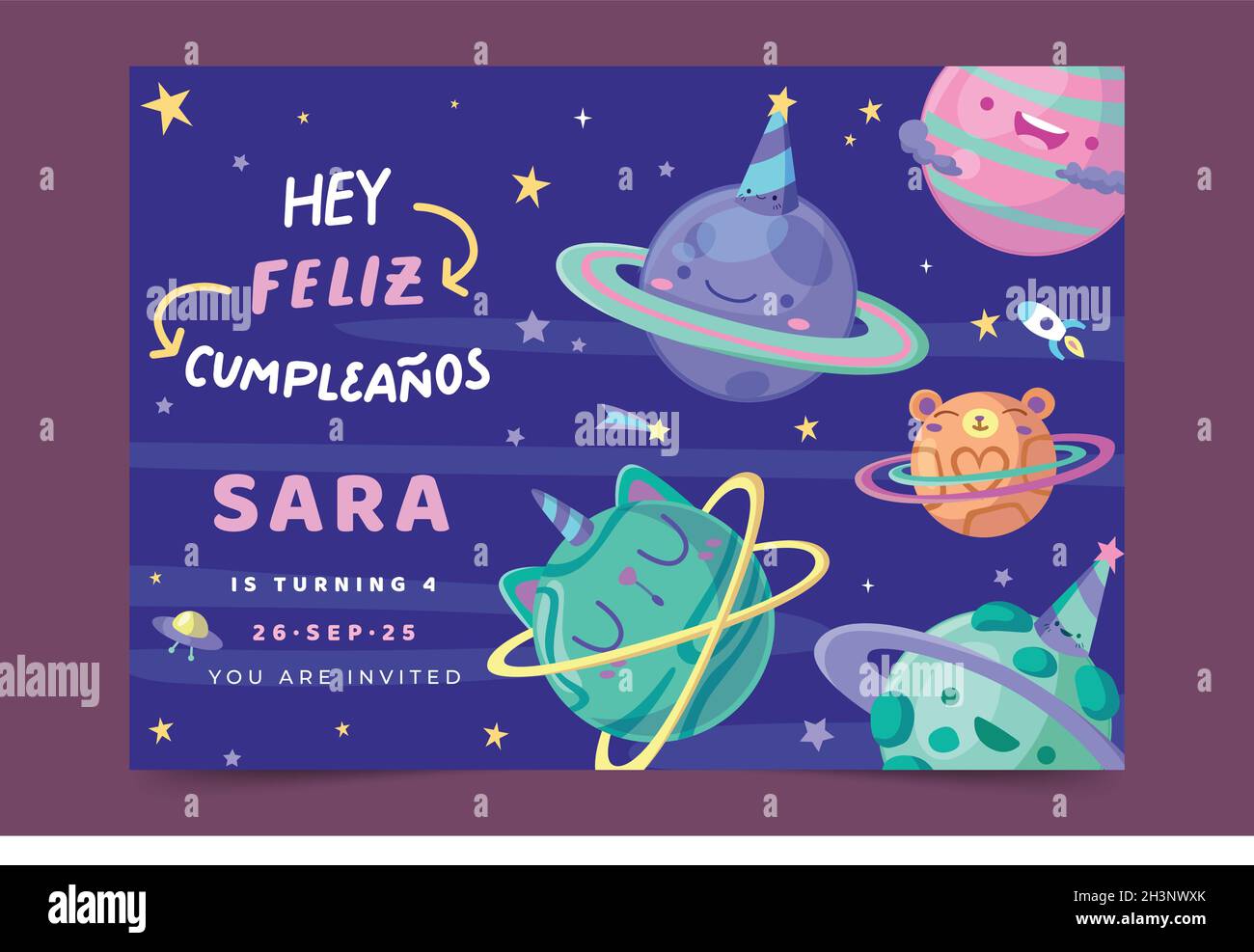 children s happy birthday card vector design illustration Stock Vector ...