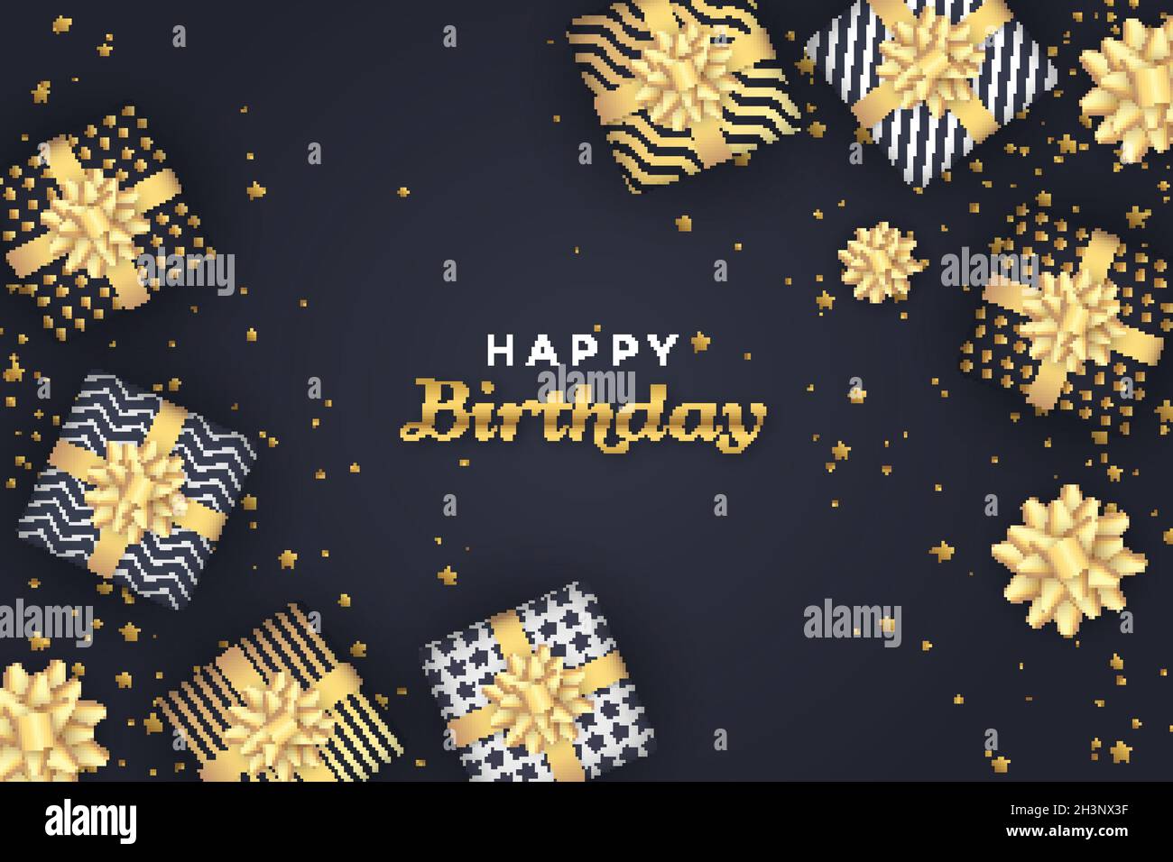happy birthday wrapped gift boxes vector design illustration Stock ...