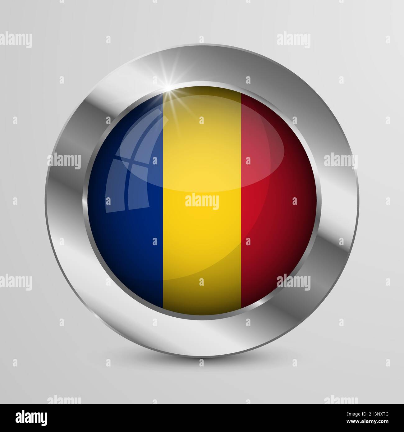 EPS10 Vector Patriotic Button with Romania flag colors. An element of ...