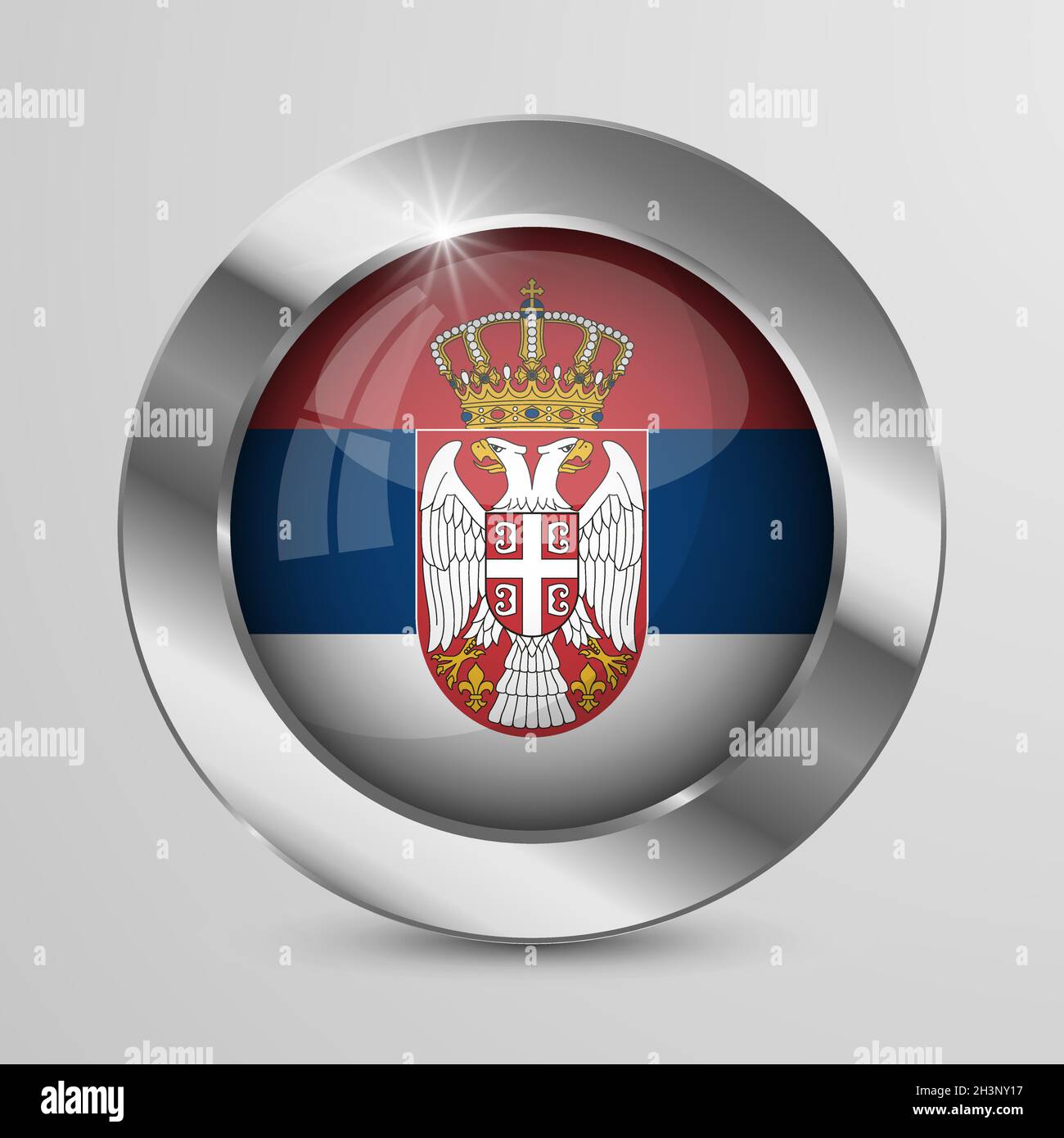 EPS10 Vector Patriotic Button with Serbia flag colors. An element of ...