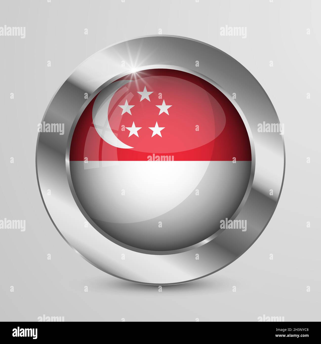 EPS10 Vector Patriotic Button with Singapore flag colors. An element of ...