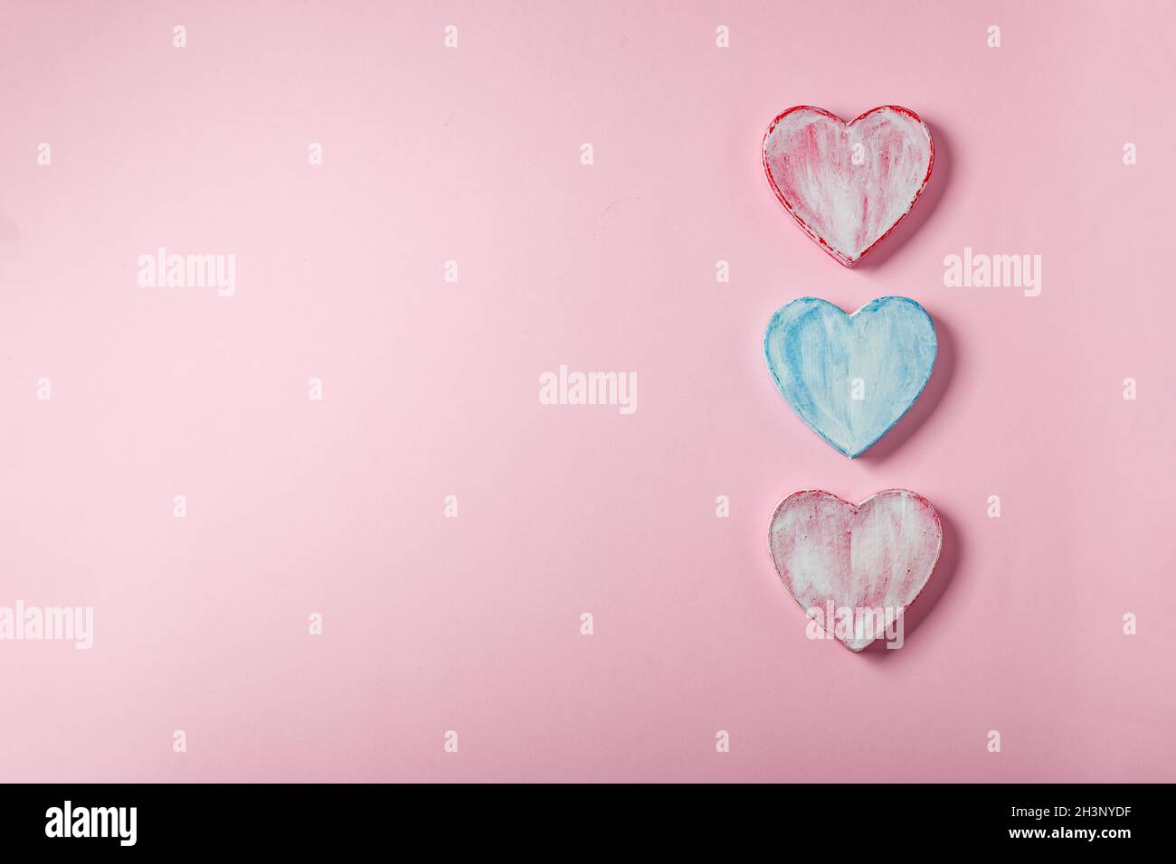 Valentine hearts made of paper mache. Symbol of love and holiday ...