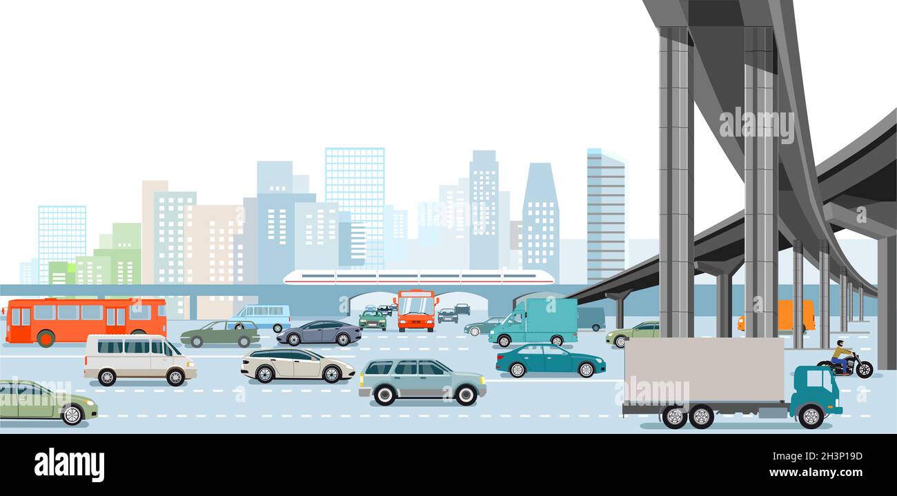 Traffic at the road junction, illustration Stock Photo - Alamy