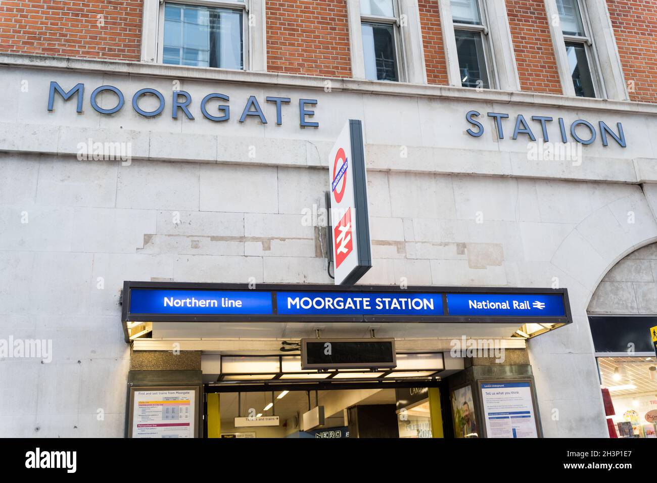 Moorgate station serves London underground, national railway train ...