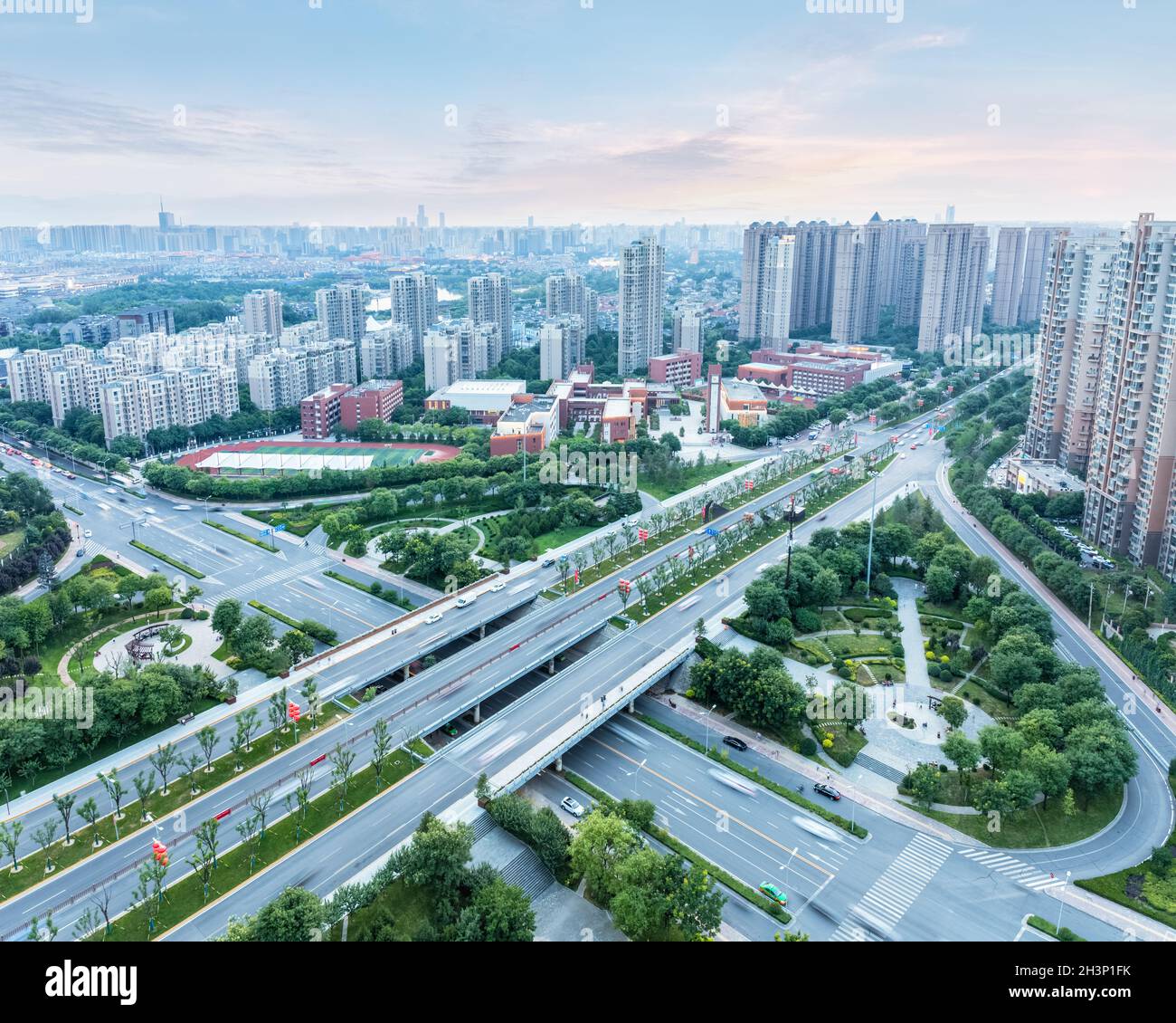 City interchange and skyline in xian Stock Photo - Alamy