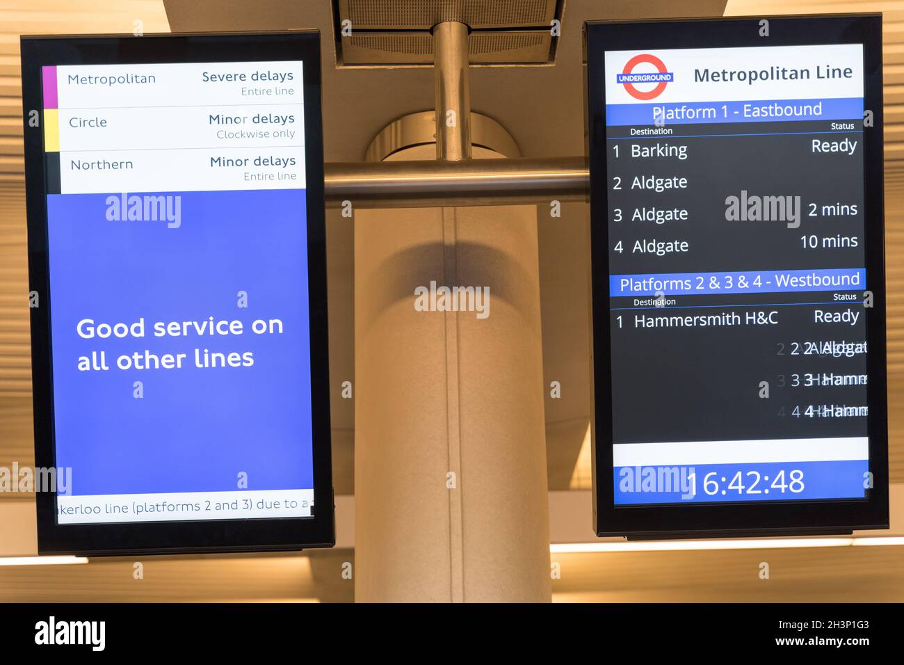 LED screen displays information for London Underground Metropolitan ...