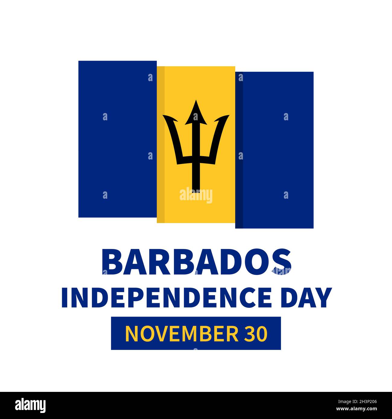 Barbados Independence Day lettering with flag isolated on white ...