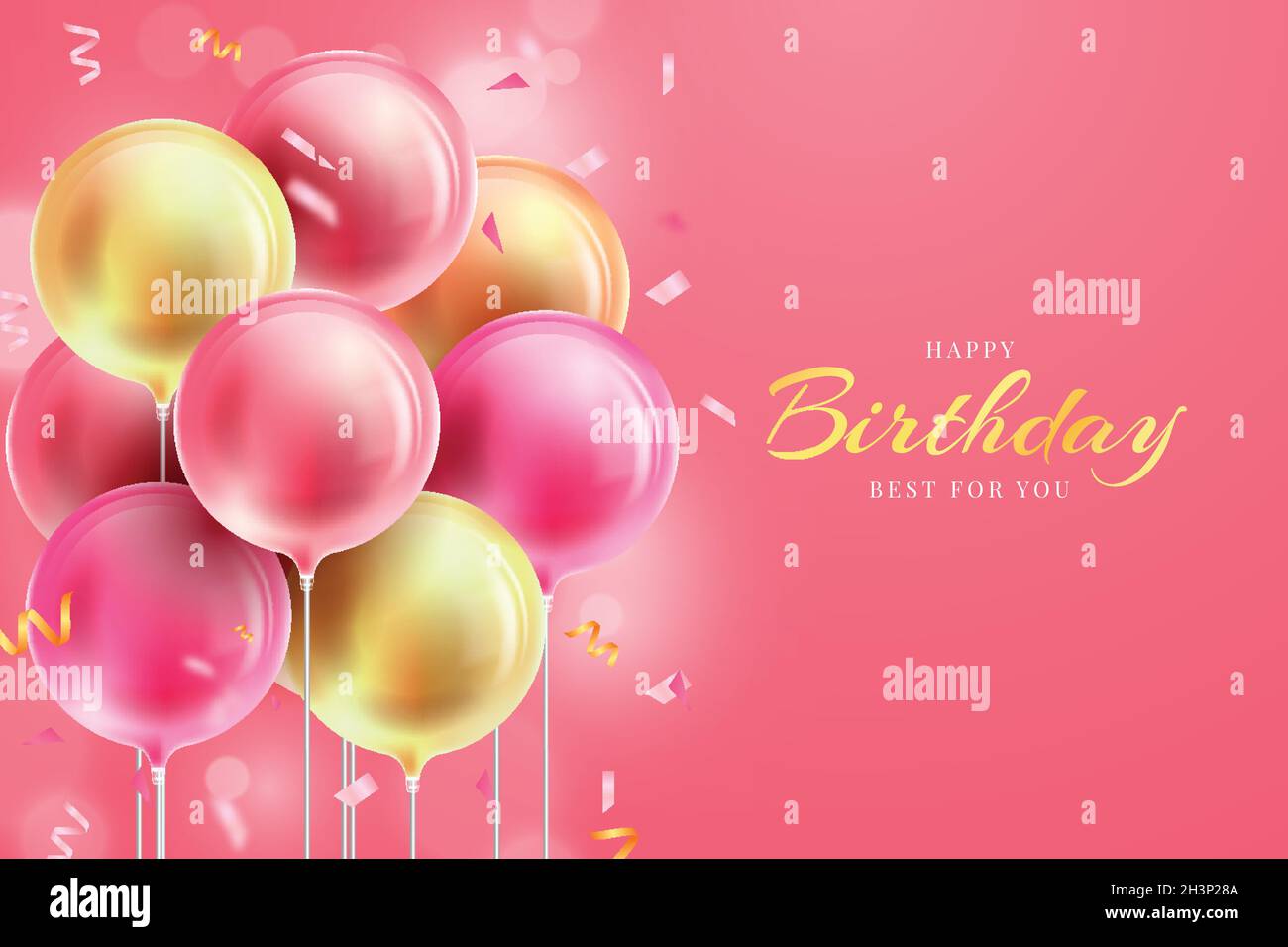 realistic birthday background with balloons vector design illustration ...