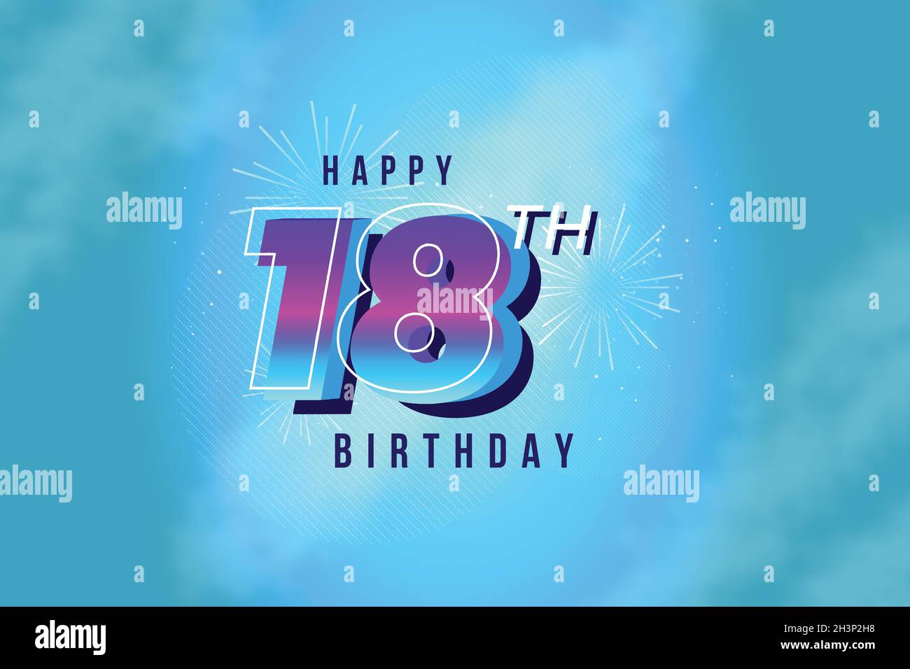 colorful happy 18th birthday background vector design illustration ...
