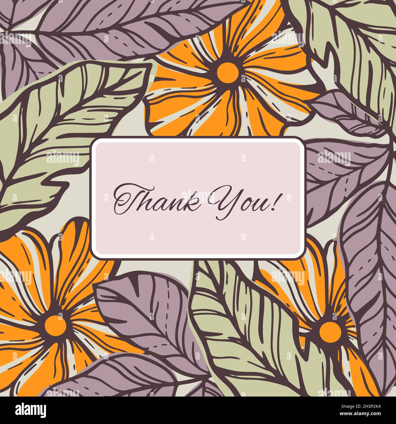 Border composition of hand-drawn floral elements and abstract geometric ...