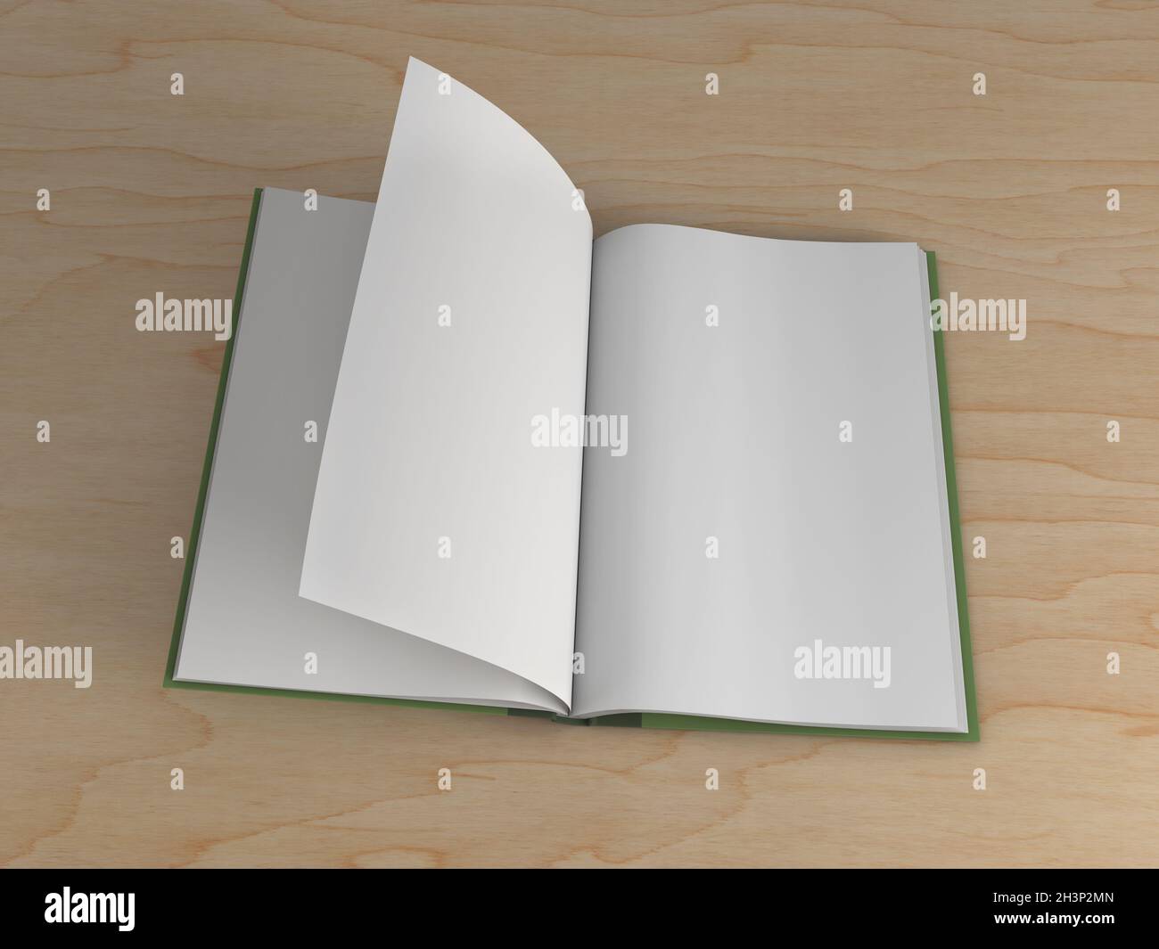 3d Rendering of an open hardcover book with white empty pages Stock ...