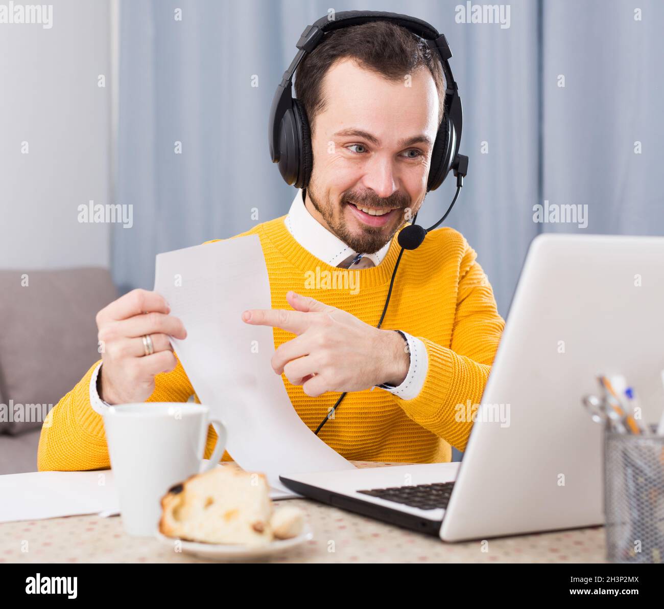 Man studying at online courses Stock Photo - Alamy