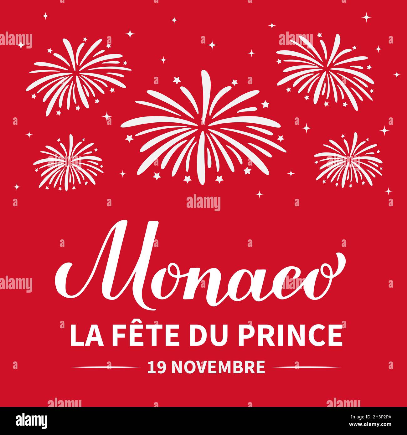 Monaco National Day typography poster in French. Monaco The Sovereign ...