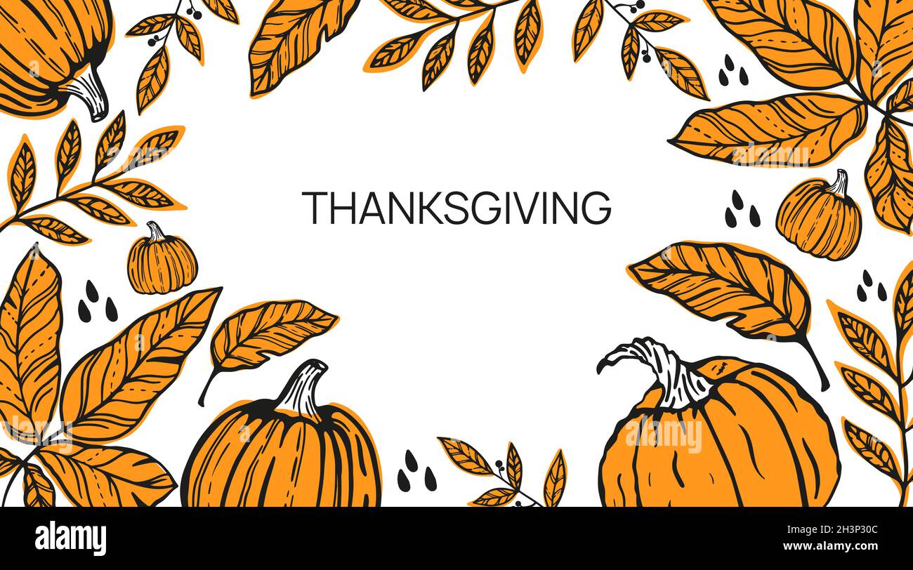 Harvesting and Thanksgiving Day floral composition of hand-drawn floral ...