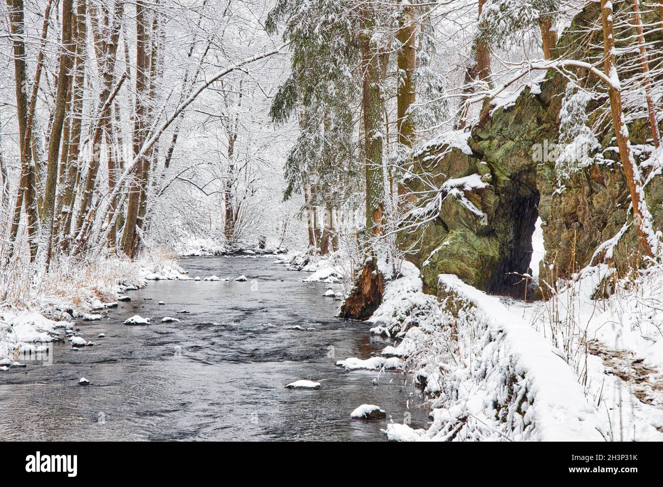Rock through long-distance hiking trail Selketalstieg Stock Photo - Alamy