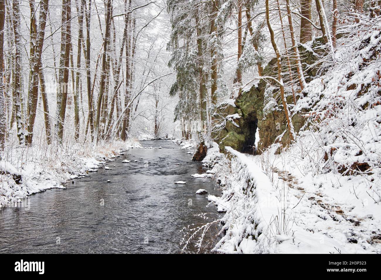 Rock through long-distance hiking trail Selketalstieg Stock Photo - Alamy