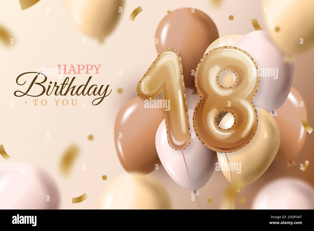 happy 18th birthday background with realistic balloons vector design ...